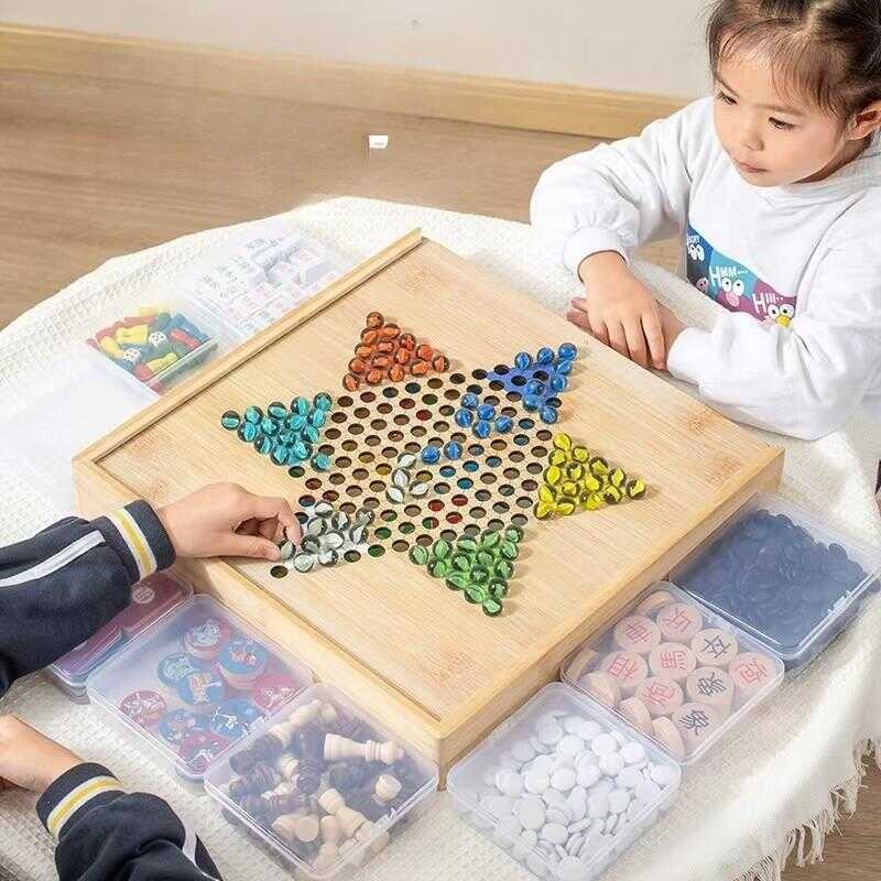 Checkers Go Nan Bamboo Multi-in-One Army Flag Gomoku Flying Chess ...