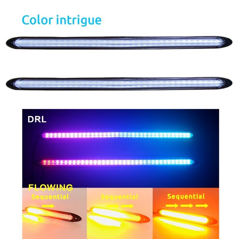 SEAMETAL 2Pcs Car LED Turn Signal Light DRL RGB Flowing Yellow White ...