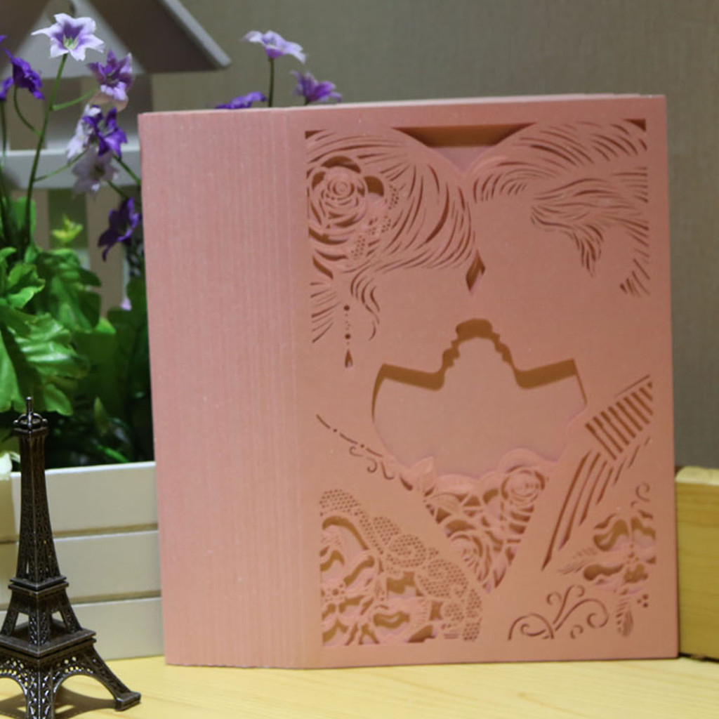 10pcs/pack Laser Cut 5R Wedding Invitation Card Groom Bride Pattern ...