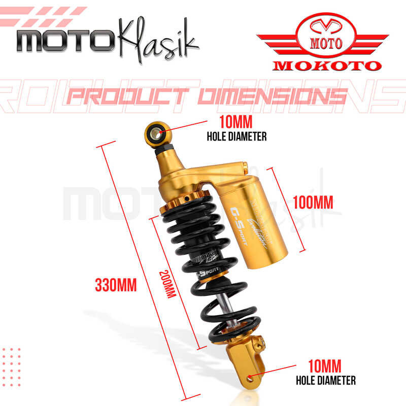 MOKOTO COD HONDA KLIK V1 / V2 REAR SHOCK GAS ABSORBER W/ BASO 330Mm ...