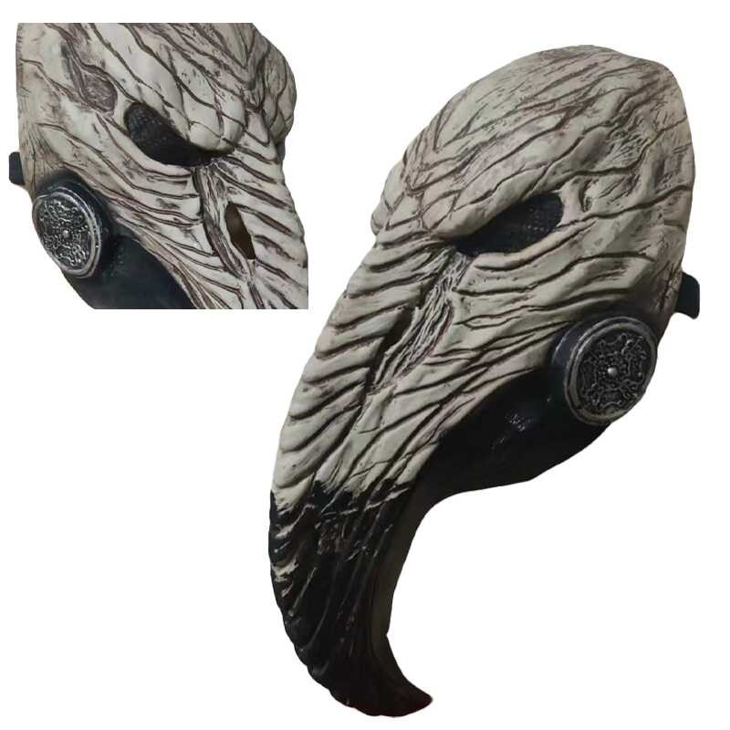 Horror Steampunk Plague Doctor Halloween Latex Dress Up Cosplay Long ...