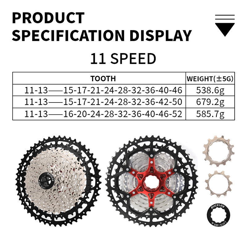 BUCKLOS MTB Cogs Road Bike Cassette Cogs 8/9/10/11/12 Speed Freewheel ...