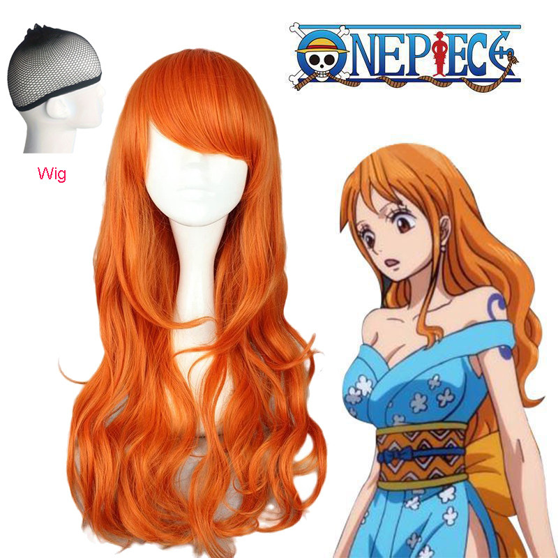 § Nami Wano 2 Years Later Orange Long Curly Heat Resistant Synthetic ...