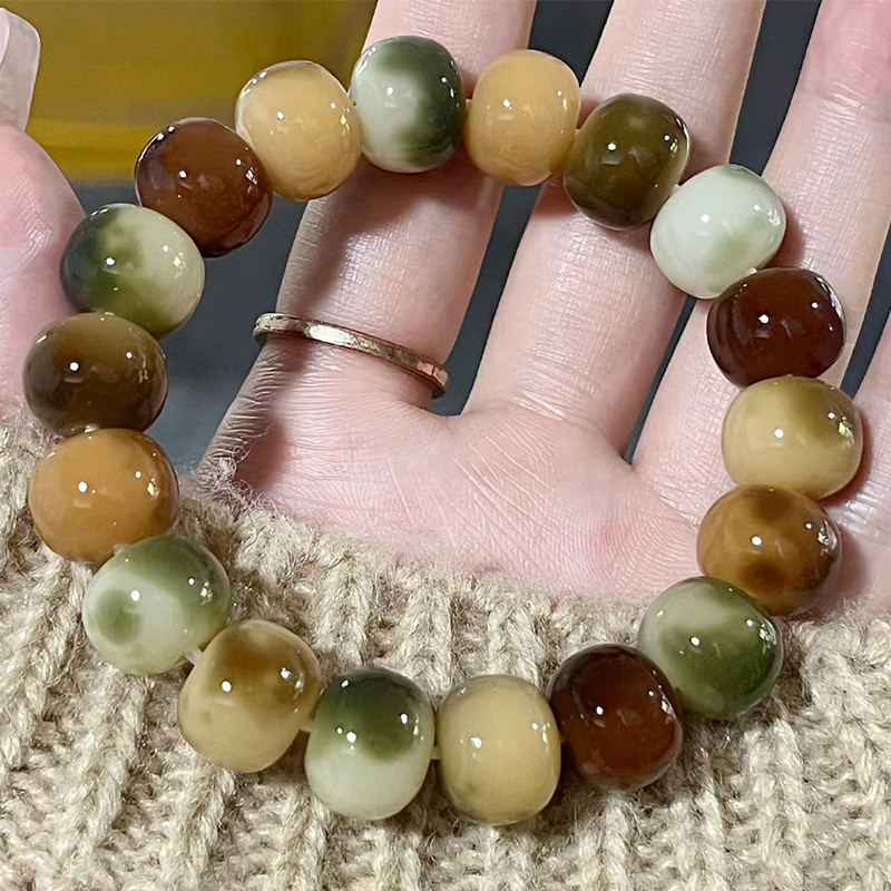 Late Spring Planet Jade Material Bodhi Bracelet Rare Flower Skin Color ...