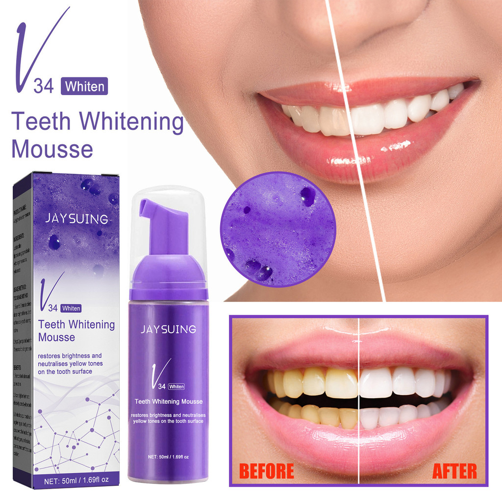 Jaysuing V34 Whitening Correcting Yellow Removing Stains Cleaning Toothpaste White Teeth Mouss ...