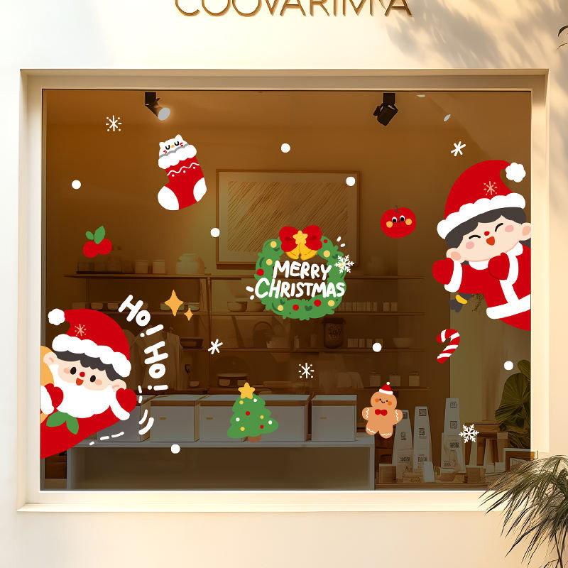Christmas Stickers//// Santa Claus Tree Static Stickers Window Stickers ...