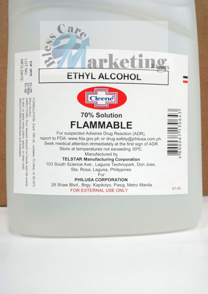 Authentic CLEENE Ethyl Alcohol 70% Solution 1 Gallon / 2 Liters ...