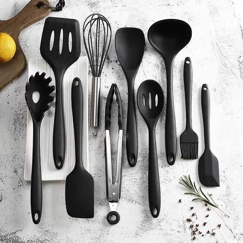 Handle Silicone Cookware 10Pcs Set Heat Resistant Food Grade Silicone ...
