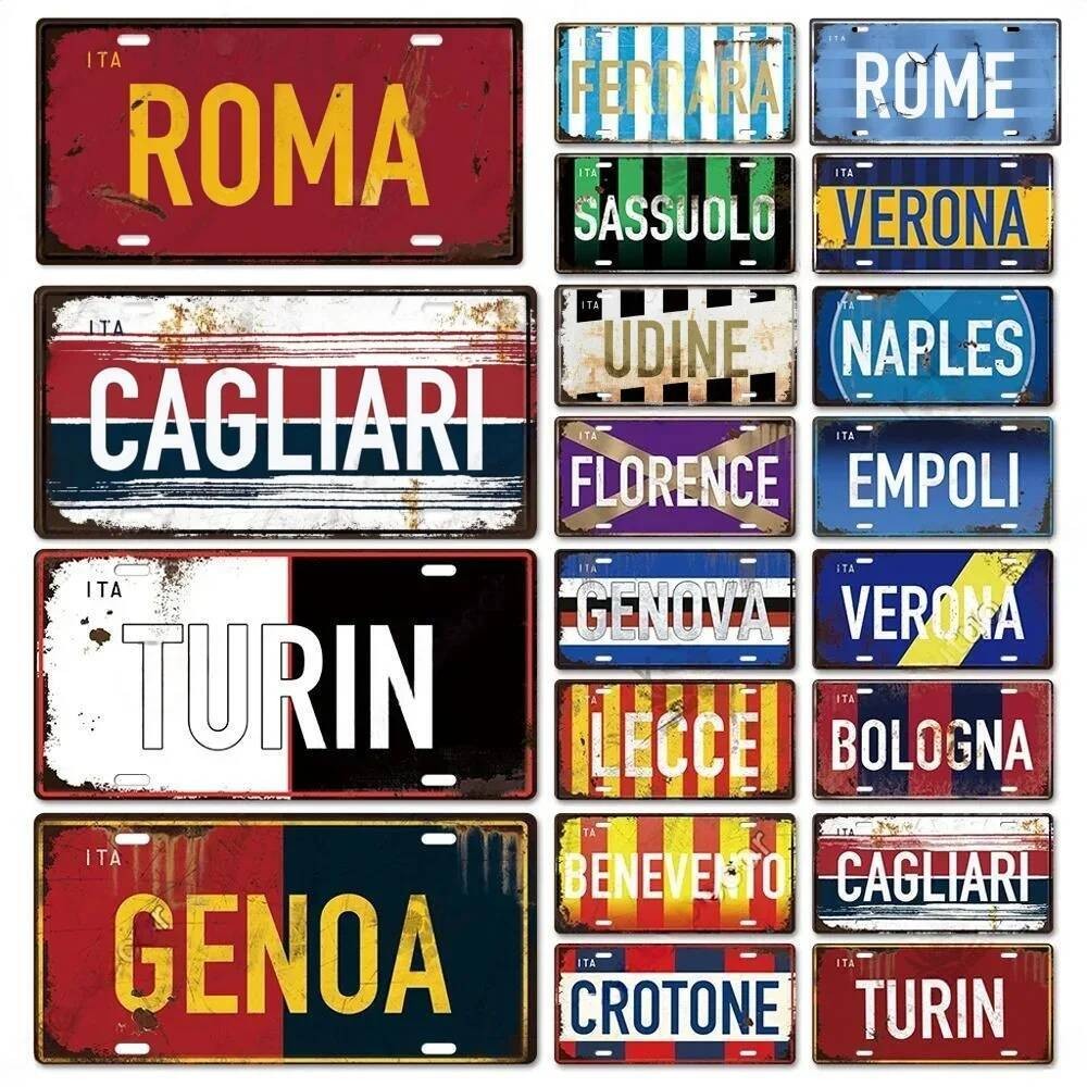 FJ Decor Italy City Metal Tin SignS Licenses Plate Plaque Vintage Wall ...