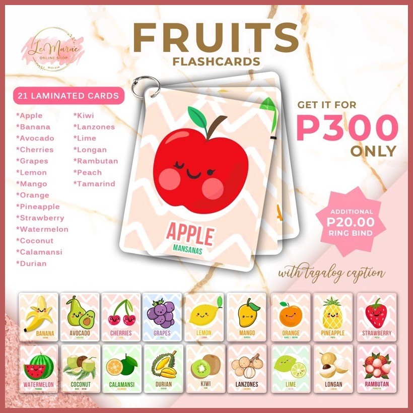 FRUITS COMPLETE MGA PRUTAS Tagalog Filipino Laminated Educational ...