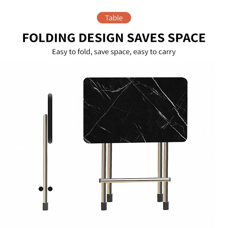 CODROYALFURFolding Table Marble Table Home Foldable Household Dining ...