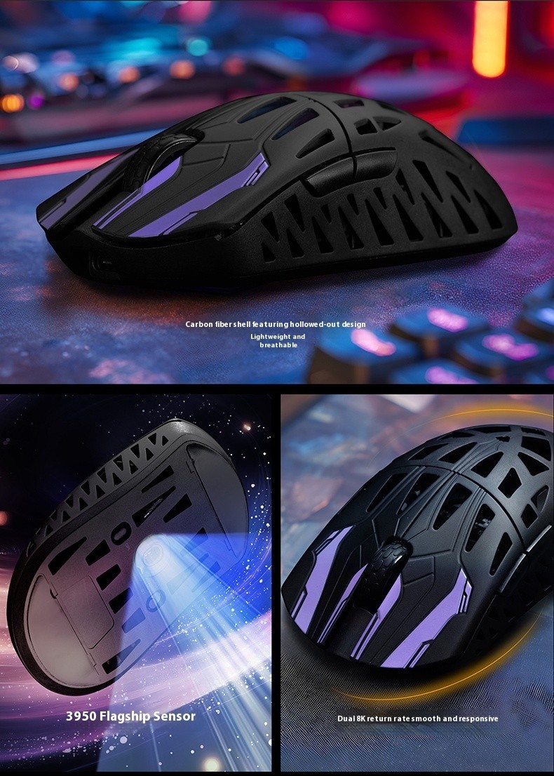 IROK HE6 Ultra Mouse Tri Mode Mouse Paw3950 Ergonomics Wireless 8000Hz ...