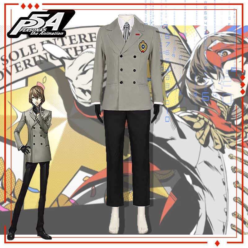 Akira Goro cos Clothing Persona p5 Full Set Anime Uniform Men cosplay ...