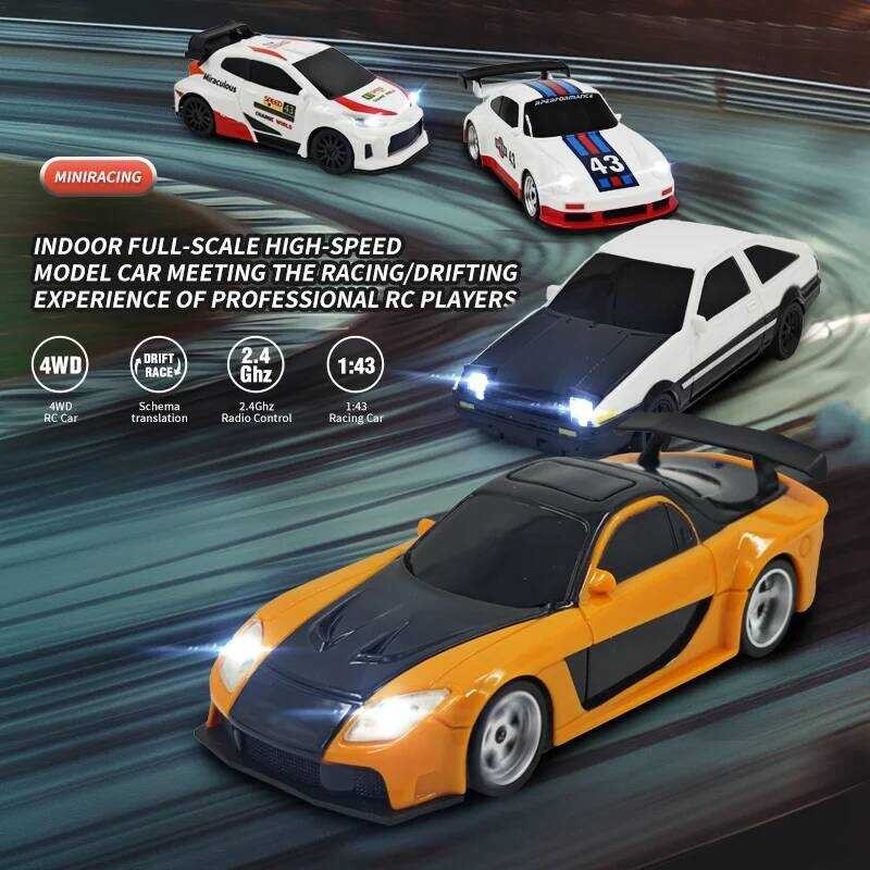 C 1/43 Car Upgraded Gyro Drift Racing Cars Mini 2.4G RTR 4Wd Remote ...