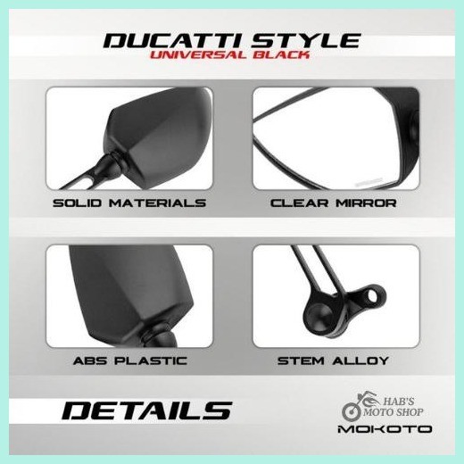 HONDA PCX 160 Mokoto Ducatti Style Rear View Side Mirror Elite Series ...