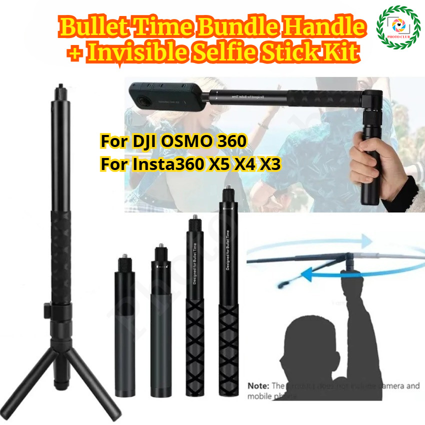 Bullet Time Bundle Handle + Invisible Selfie Stick kit for DJI OSMO 360 ...