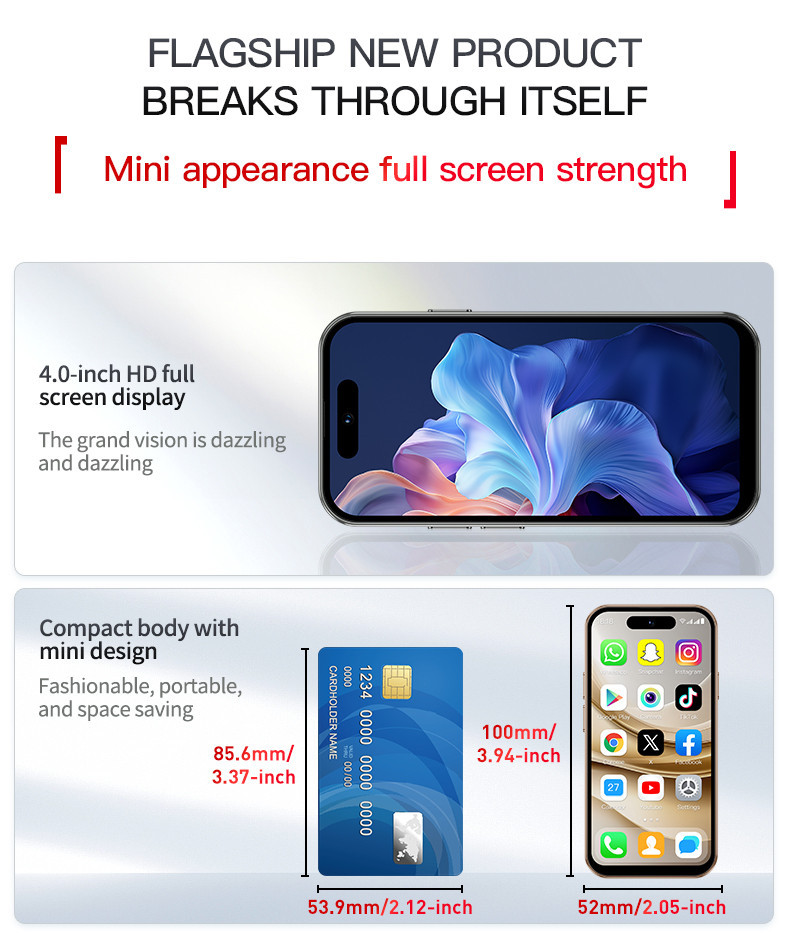 4G New M17 Pro 4.0Inch Android 12 Mini Smartphone 4GB RAM 64GB ROM ...