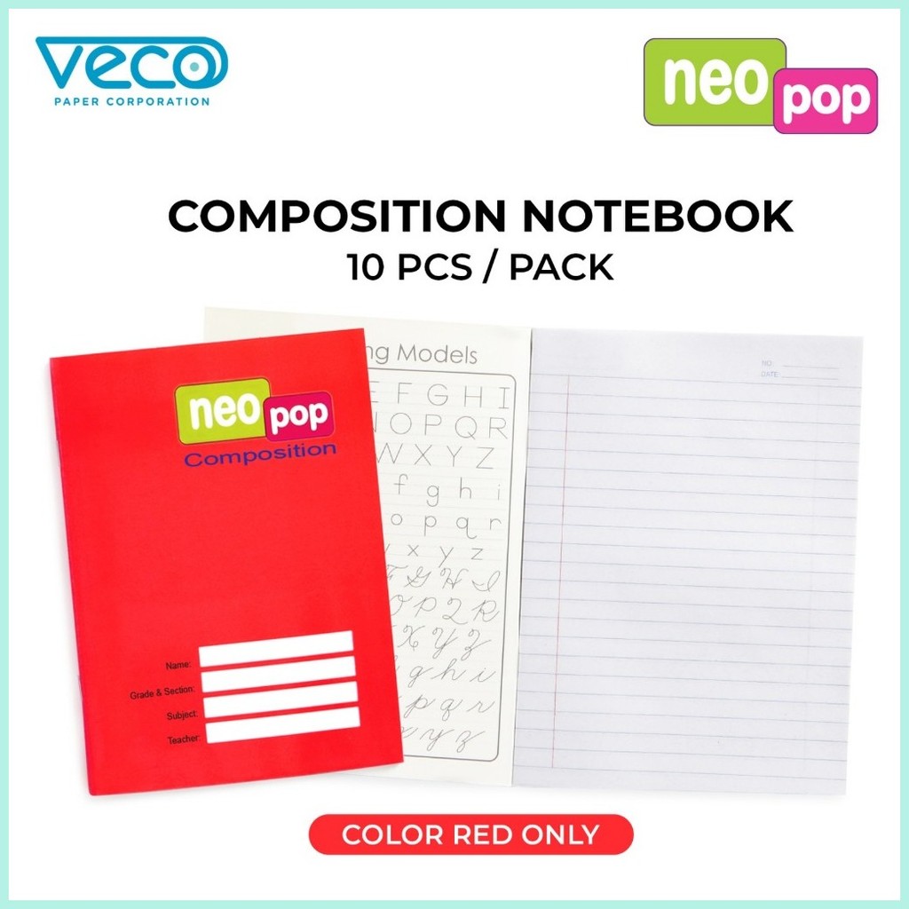 Veco NeoPop Notebook Color Coding with Plastic cover COMPOSITION 80lvs ...