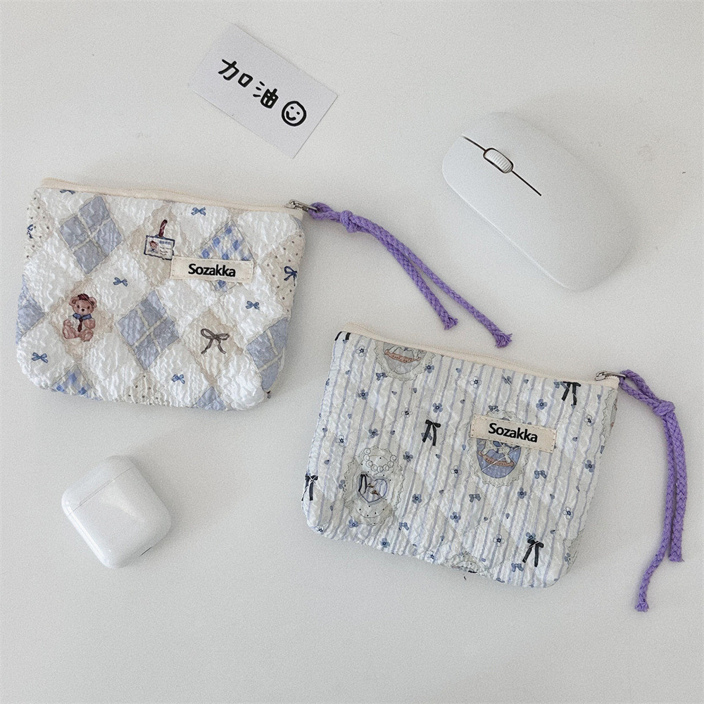 Cute Cartoon Quilted Quilted Quilted mini Storage Bag Soft Portable ...