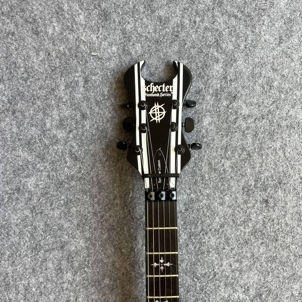 Schecter Black White Stripes 24 Frets Electric Guitar Skeleton Inlay ...