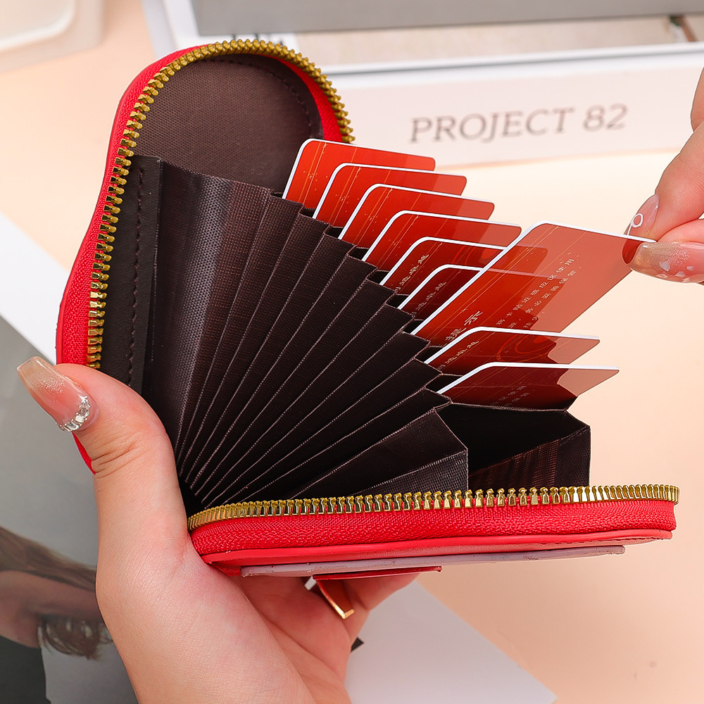 PU Leather Mini Card Wallet - Large Capacity 11 Card Pockets Business ...