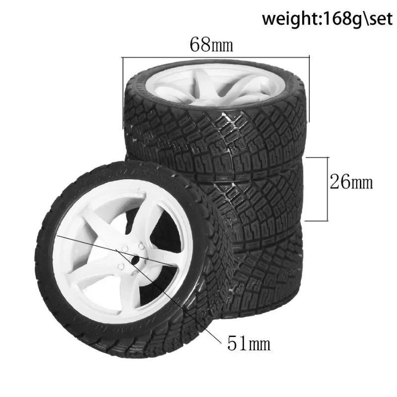 RS RC 1/10 RC Rally Racing Wheels Tires On Road Car Rubber Tyres Hex ...