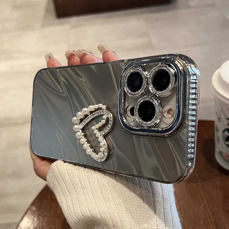 Water ripple three-dimensional pearl heart-shaped phone case suitable ...