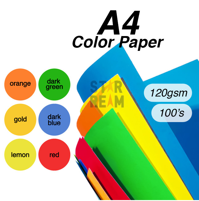 A4 120g Color Paper 100s Kertas Warna/ Two Sheet Card (Gold, Lemon, Red ...