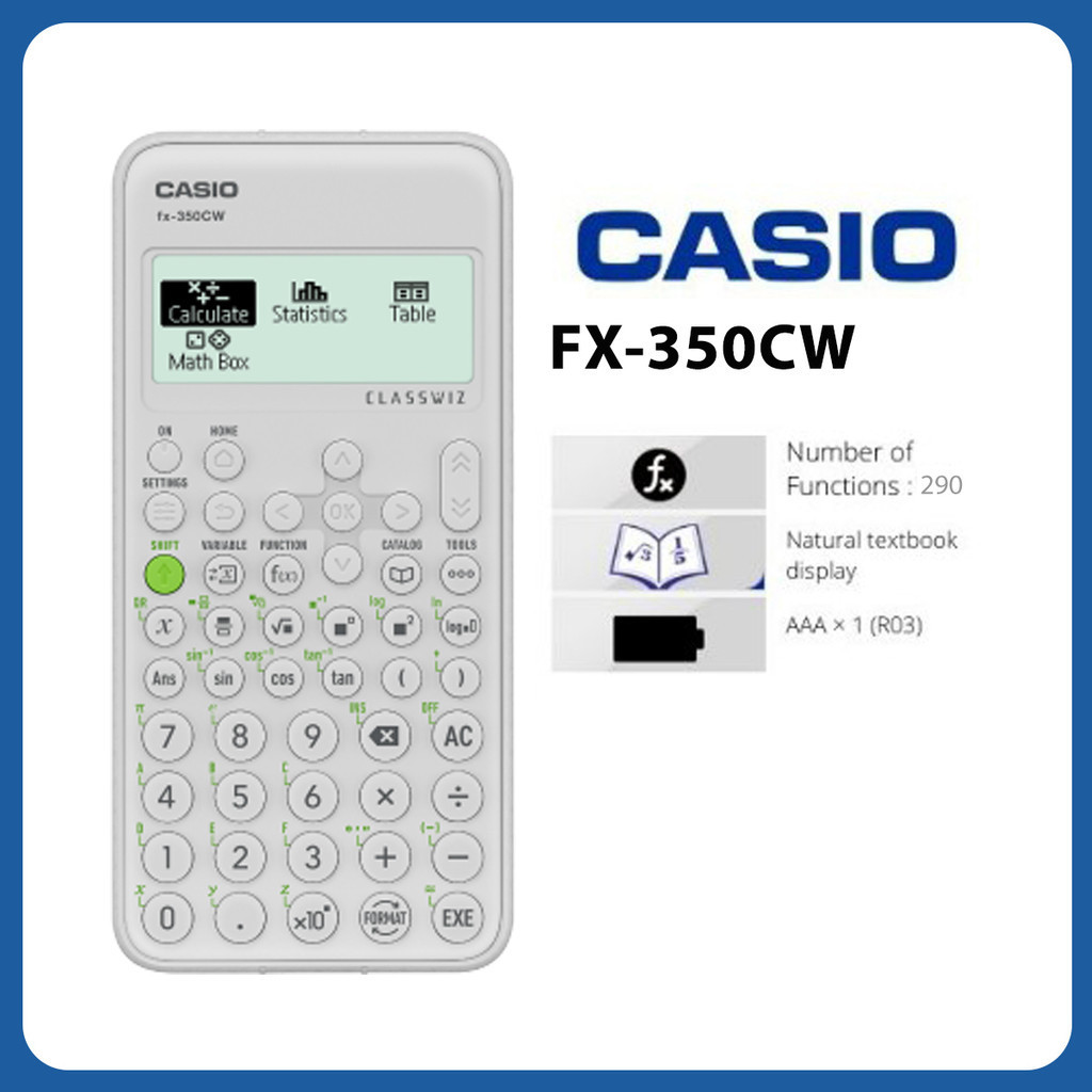 Casio FX-350CW Standard Scientific Calculator | CLASSWIZ | Math Learning Teaching Studying ...