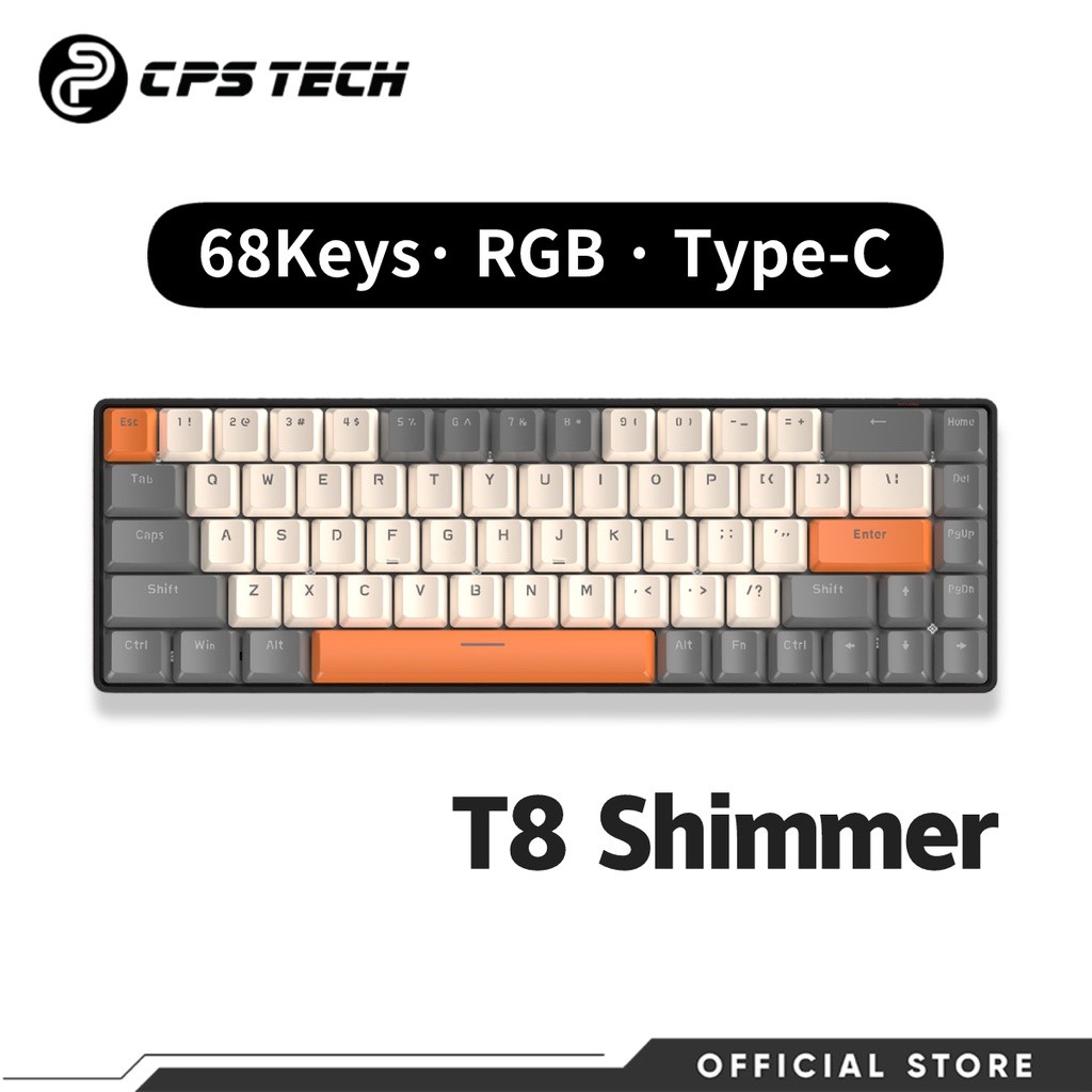 CPSTECH T8 Hot-Swap RGB 68 Keys Mechanical Type-C Wired Gaming Keyboard ...
