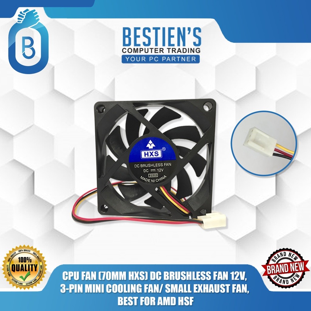 CPU FAN (70MM HXS) DC BRUSHLESS FAN 12V, 3-PIN MINI COOLING FAN/ SMALL ...