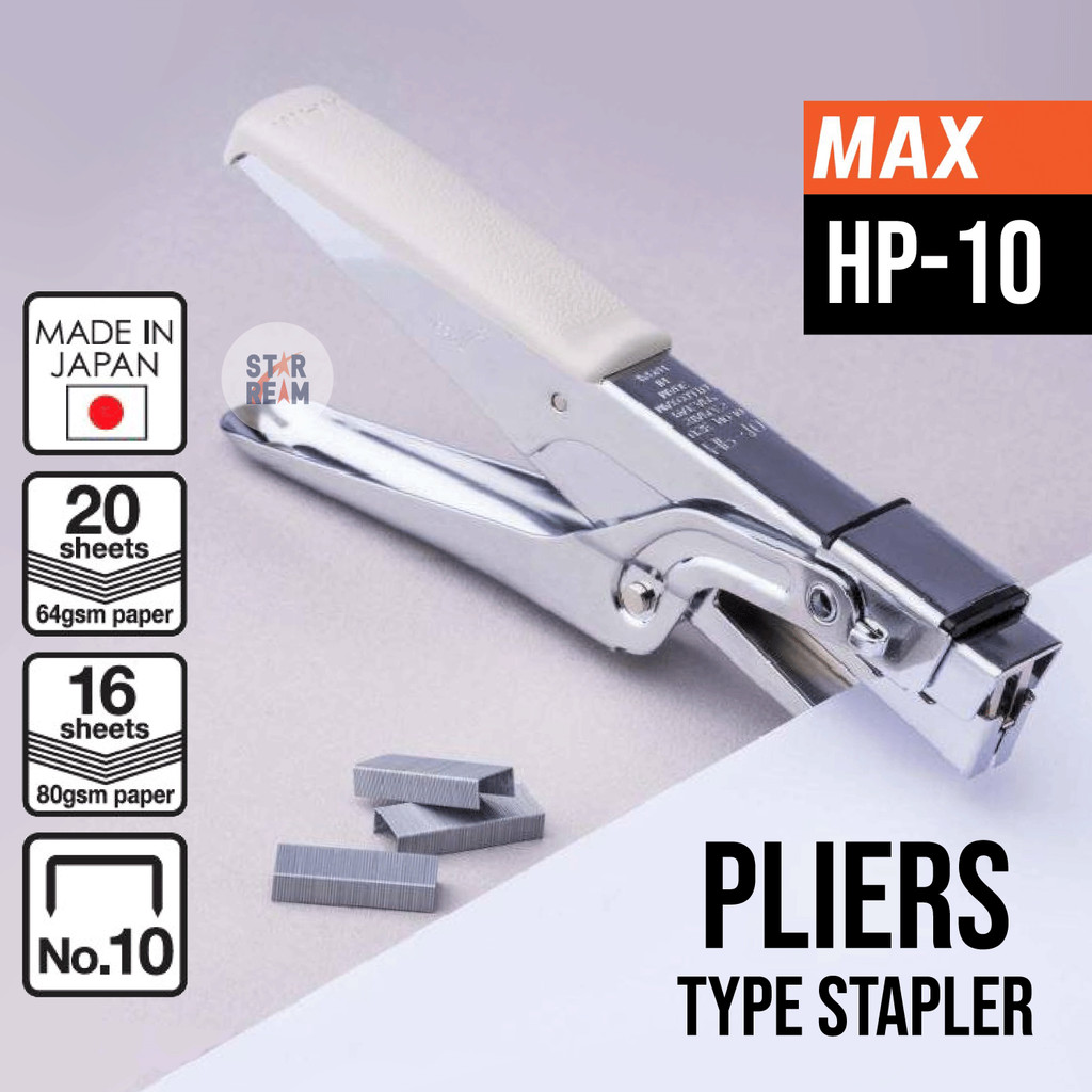 MAX Pliers Type Stapler HP-10 Pengepit Kertas/ Pengokot (Up To 20 ...