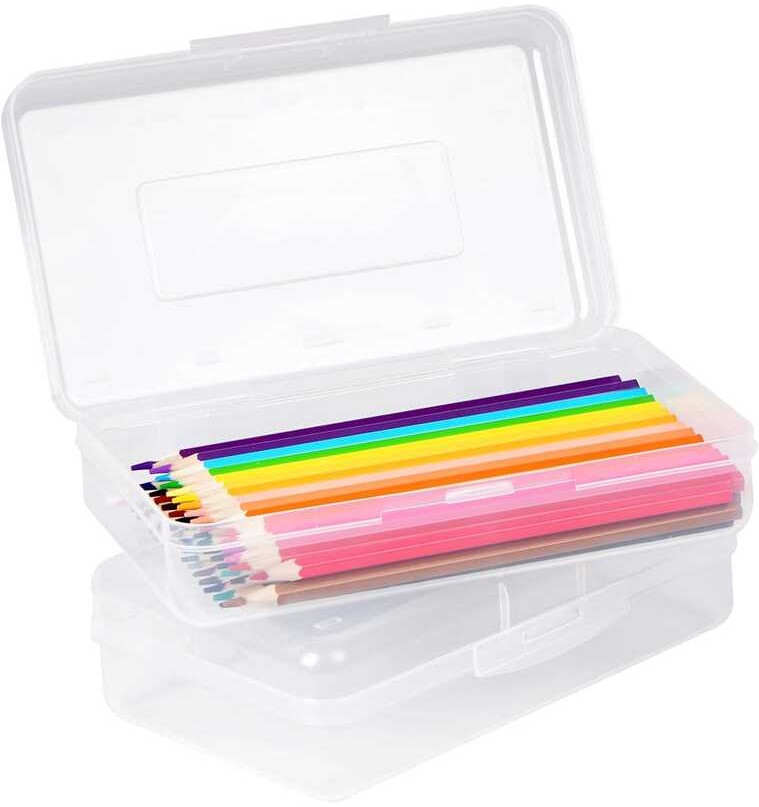 DANRONG Plastic 2 Pack, Large Capacity Case, Colored Pencil Boxes Kids ...