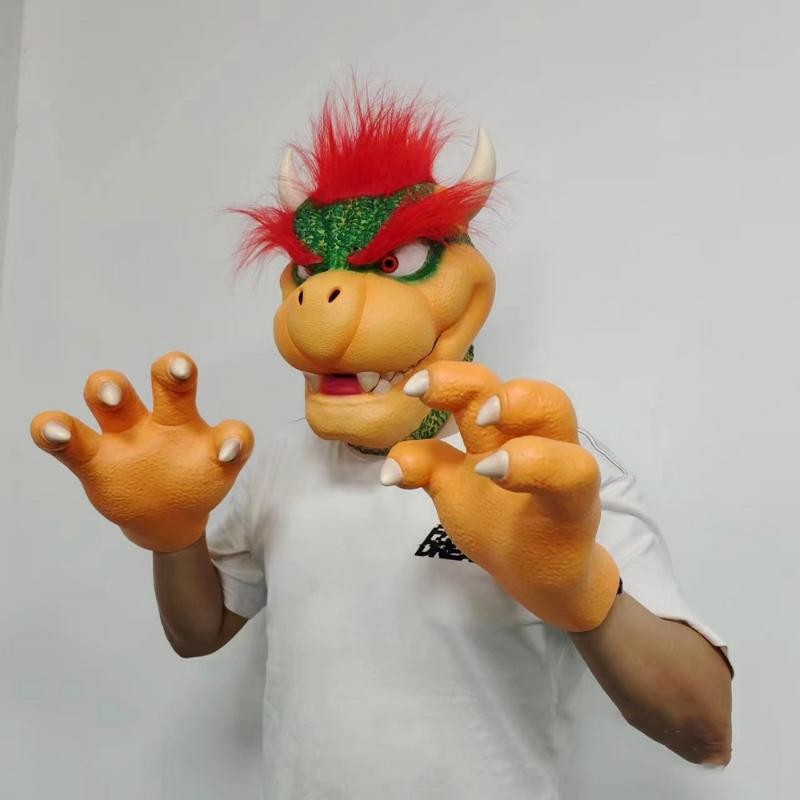 Animated Cartoon Bowser Cos Super Mario Bowser Latex Mask Halloween ...