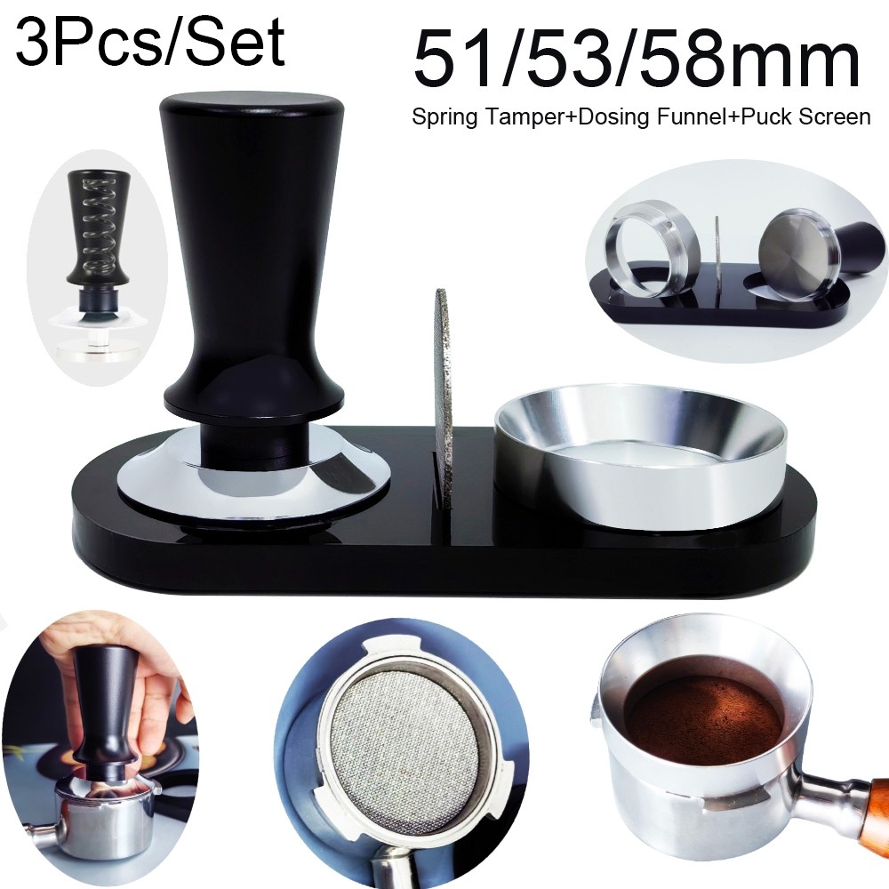 3pcs Espresso Tamper 51/53/58mm Coffee Dosing Funnel Puck Screen with ...
