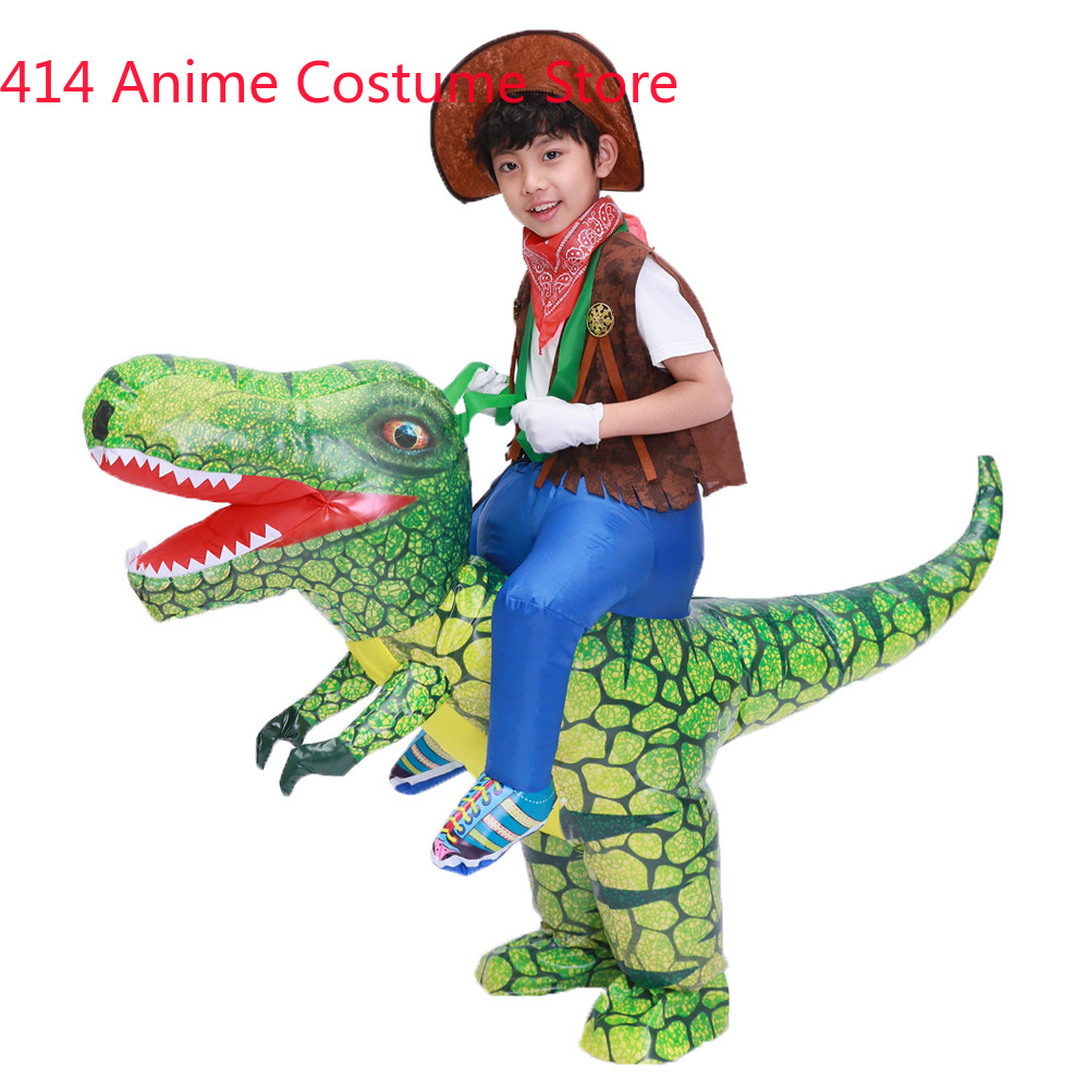 § Kids Child T Rex Iatable Costume Cosplay Cowboy Ride Dinosaur ...