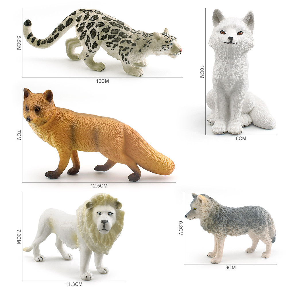 Plastic Lifelike Animal Models Gray Wolf Red Fox Arctic Snow Fox ...