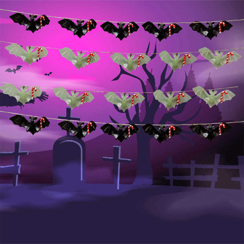 Halloween b Bat Banner Ghost Bat Hanging Garland Glow In The Dark 3D ...