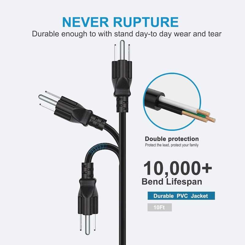 prong AC 3 power cord for LG smart TV 32 "39" 40 "42" 44 "47" 49 "50 ...