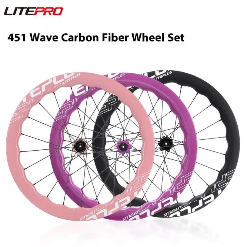Litepro Liteplus Folding Bike Wave Carbon Fiber Wheelset 20 Inch 451 Disc Brake Straight Pull ...