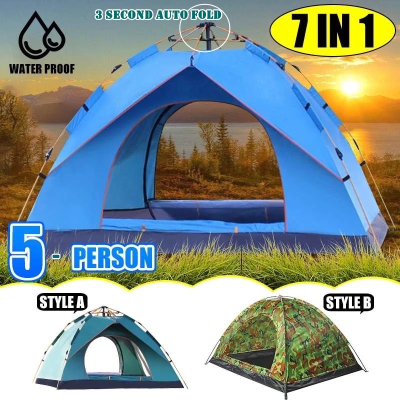 Waterproof Automatic 4-5 Person Outdoor Camping Tent Two Doors Double ...