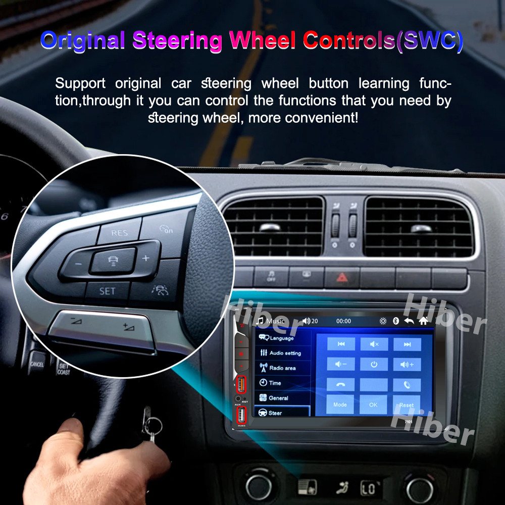 2Din Car Stereo 7 Color Button Bluetooth Car Radio MP5 Player Universal ...
