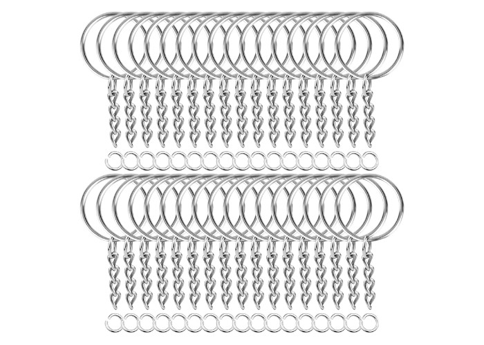 ROUND SPLIT KEY Ring with Chain and Open Jump,30MM Split Round Keychain ...