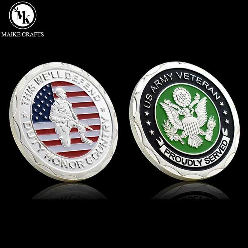 United COD States Army Commemorative Metal 3D Sier Plated Veterans ...