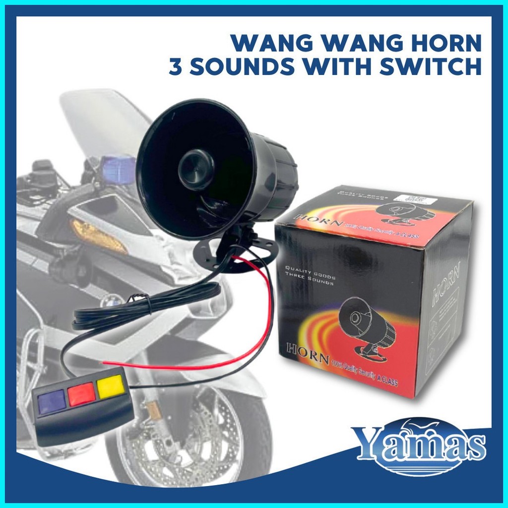 WANG WANG 3 SOUNDS SIREN HORN WITH SWITCH FOR MOTORCYCLE & CAR ...