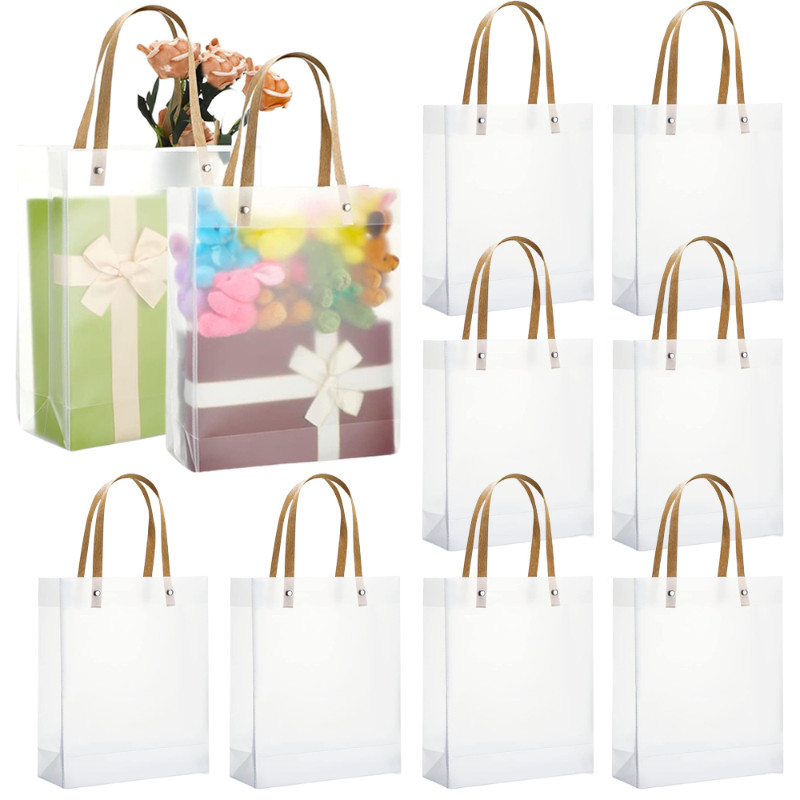 3/5/10pcs Transparent Frosted Plastic Gift Bag / Reusable Gift ...