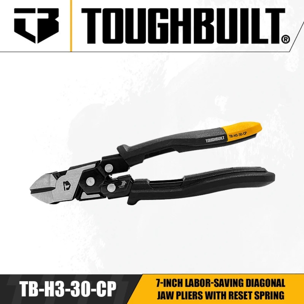 TOUGHBUILT TB-H3-30-CP 7-inch Labor-saving Diagonal Jaw Pliers with Reset Spring Hand Tools ...