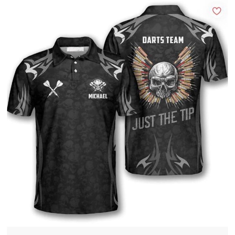 2024 new design-Skull Angel Wings Custom Darts polo Shirts for Men ...