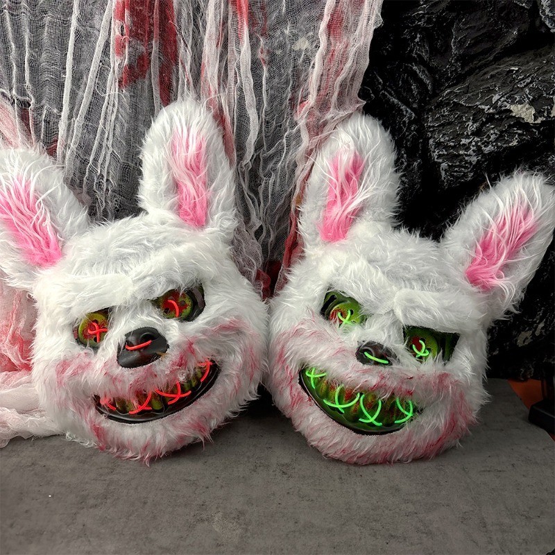 Halloween Plush Luminous Mask - Terror Rabbit LED Lighting Masks ...
