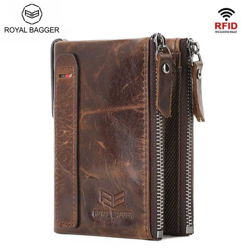 Bagger Royal Short Wallet For Men Oil Wax Genuine Cow Leather RFID ...